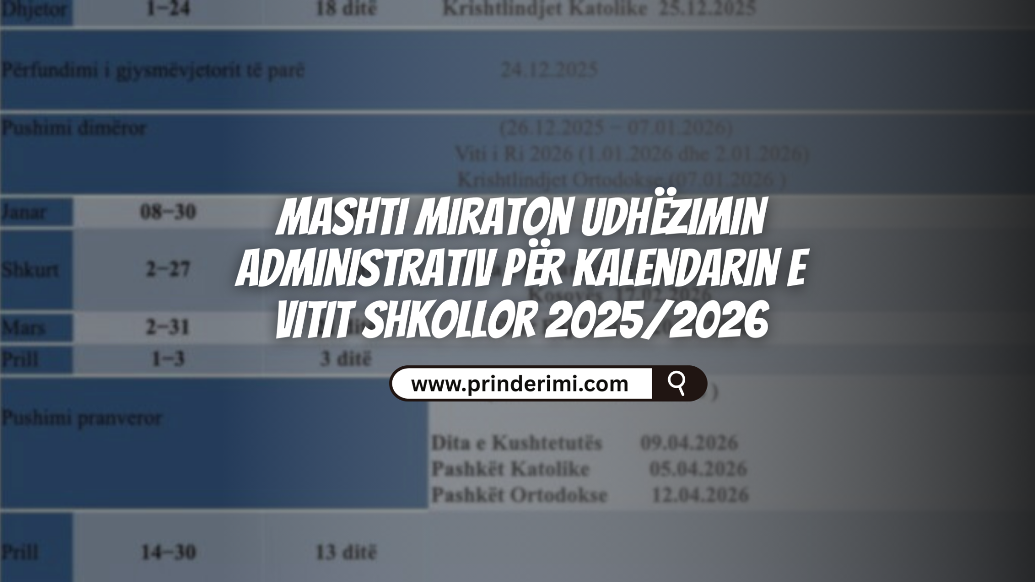 MAShTI miraton Udhëzimin Administrativ për kalendarin e vitit shkollor ...